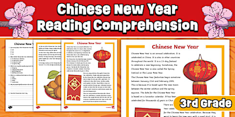 Third Grade Lunar New Year Reading Comprehension Worksheet