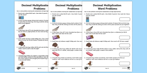 Decimal Word Problems Worksheet | Year 6 Maths | Twinkl