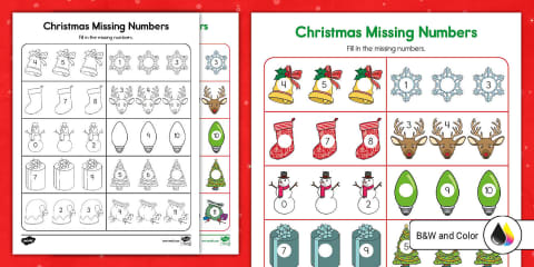 Christmas Stocking Ordering Numbers to 10 Activity