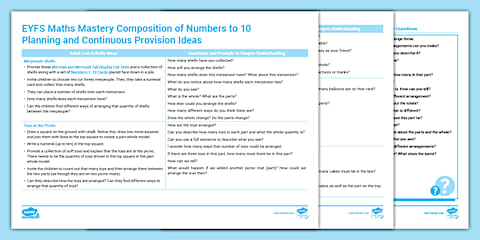 EYFS Maths Mastery Numbers 10 to 13 Planning and Continuous Provision Ideas