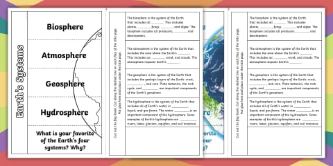 Earth's Systems Flipbook for 3rd-5th Grade
