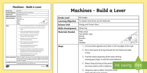 Simple Machines: Levers Activity