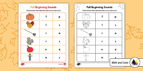 Halloween Beginning Sounds Worksheet for PreK-K