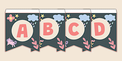Unicorn-Themed Alphabet Letters Display Bunting