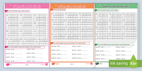 Decimals Addition Differentiated Worksheets