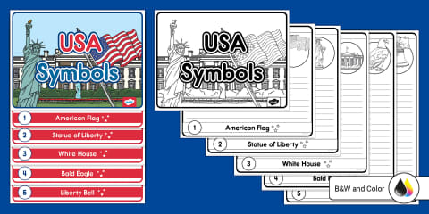 U.S. Symbols Read and Write the Room Activity for PreK-1st Grade