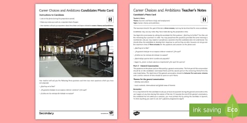 Jobs, Career Choices and Ambitions 1 GCSE Higher Tier Photo-Card French ...