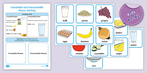 Countable and Uncountable Nouns Interactive Sorting Game