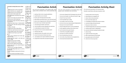 Punctuating Sentences Worksheets