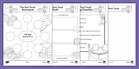 My Favorite Food Differentiated Opinion Writing Worksheet for K-2nd Grade