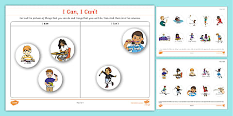 ESL 'Can' and 'Can't' for Ability Activity Sheet [Kids, A1-A2]