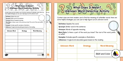 Second Grade Text Detectives Use Context Clues Anchor Chart Poster