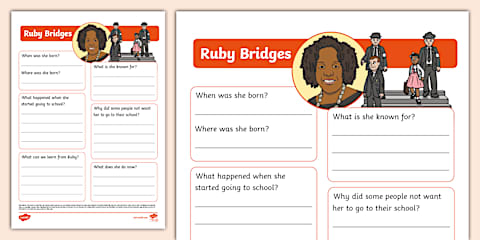 Ruby Bridges Color and Respond Worksheet for 3rd-5th Grade