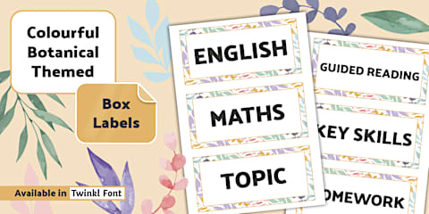Colourful Botanical-Themed Editable Name Peg Labels