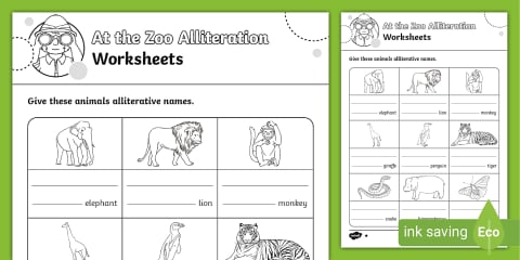Rainforest Adjectives: Alliteration Worksheet