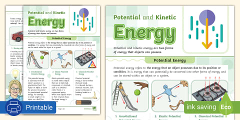 Potential and Kinetic Energy Reading Comprehension