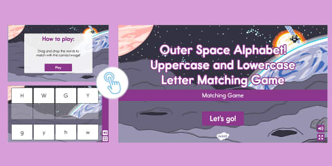 Outer Space Alphabet Uppercase and Lowercase Letter Matching Cards for ...