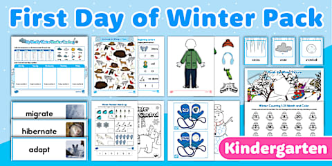 Kindergarten Label the Picture Differentiated Activity Pack for Winter