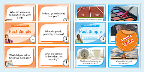 ESL Simple Past Tense Conversation Cards [Kids, A2]