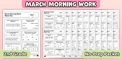 Second Grade February Morning Work Pack
