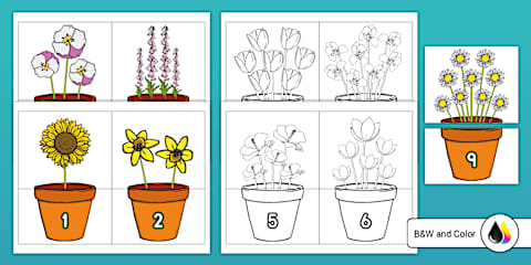 Flower Pot Number Cards 0-10