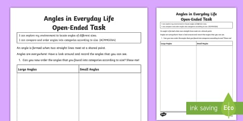 Angles in the Environment Worksheet for 3rd-5th Grade