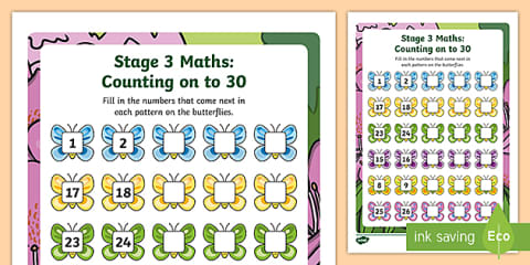 New Zealand Maths Stage 3 Counting to 30 Worksheet