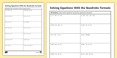 Algebra I Solving Quadratic Equations by Factoring