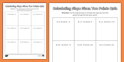 Eighth Grade Finding Slope From Two Points Differentiated Worksheet