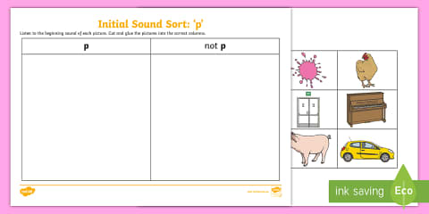 Initial Sound Sort 'a' Cut and Glue Worksheets