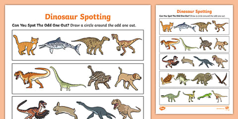 Preschool: Dinosaurs - Visual Discrimination Activity Sheets