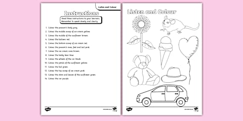 Listen and Colour 3 Key Words Worksheet