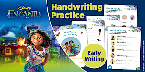 Encanto: Editable Name Writing Practice Worksheet and Alphabet Tracing Mat