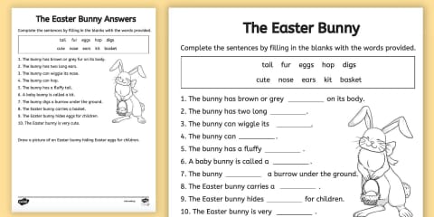 Easter Bunny Story: Fill In the Blanks Activity