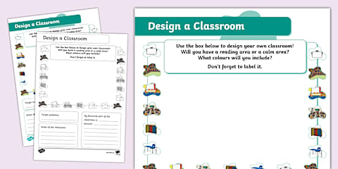 Design a Classroom Colour, Cut and Stick Worksheet