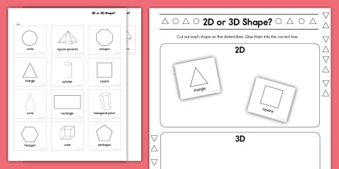 2D or 3D Shape? Sorting Activity