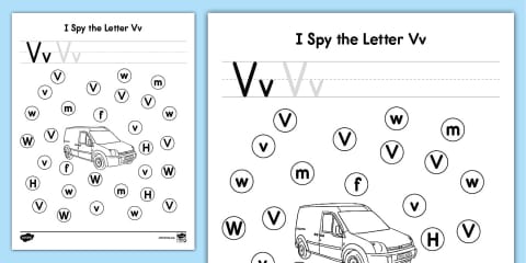 Letter V Coloring Page for PreK-K