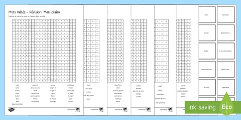 Free Time Worksheets French