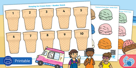 Ice Cream and Sprinkles Number Matching Activity