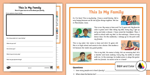 My Family Worksheet