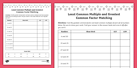 Sixth Grade How To Find the Greatest Common Factor of Two Numbers ...