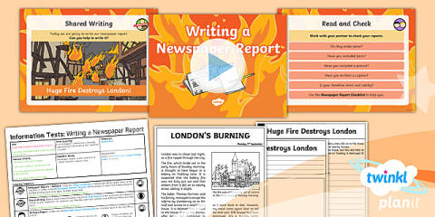 Time Travel: The Great Fire of London: Recounts 1 Y1 Lesson Pack