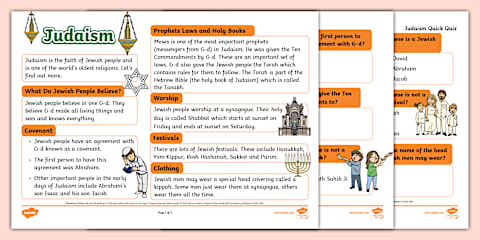 KS1 Judaism Differentiated Activity Sheets