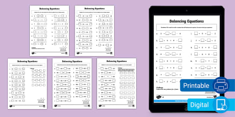 Equivalent Equations Using Missing Numbers Activity Sheet