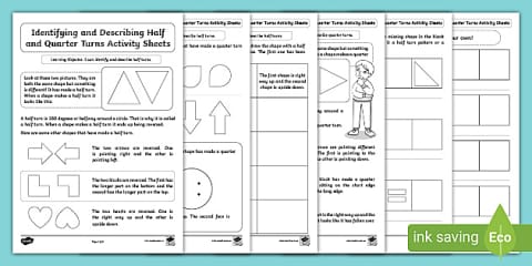 Turning Shapes Clockwise and Anti-clockwise Worksheets