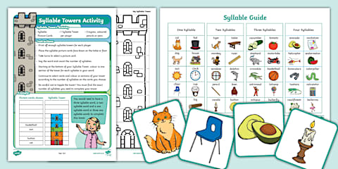 Kindergarten Syllable Count and Sort Cut and Paste Worksheet