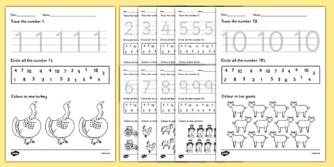 Practising Numbers Worksheet