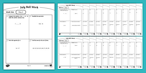 Sixth Grade ELA July Bell Work Bundle