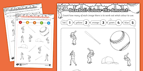 Kindergarten Baseball Trace, Count, and Add Worksheet
