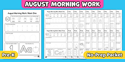 Prekindergarten September Morning Work Pack